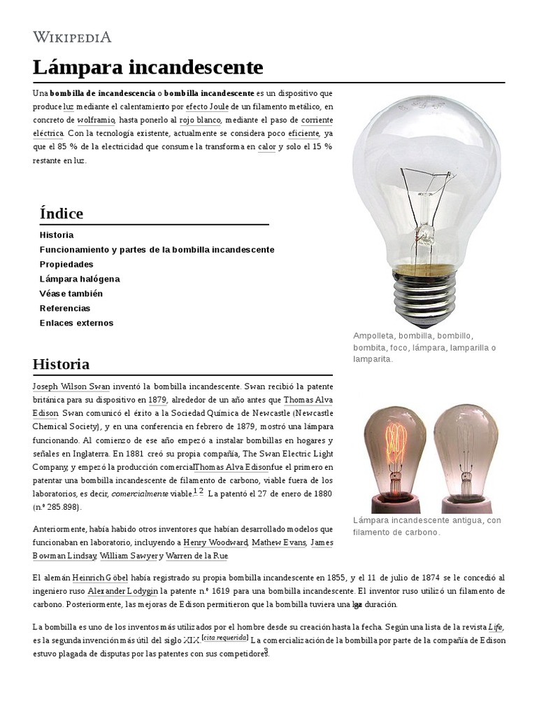 Lámpara_incandescente.pdf | Bombilla incandescente | Equipamiento