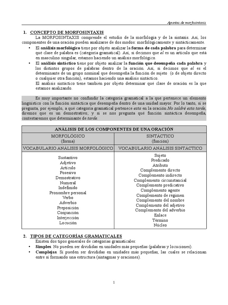 Morfosintaxis | PDF | Predicado (Gramática) | Asunto (gramática)