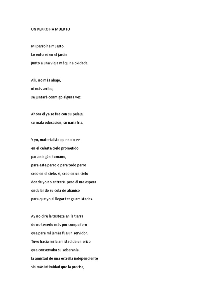 UN PERRO HA MUERTO Neruda | PDF