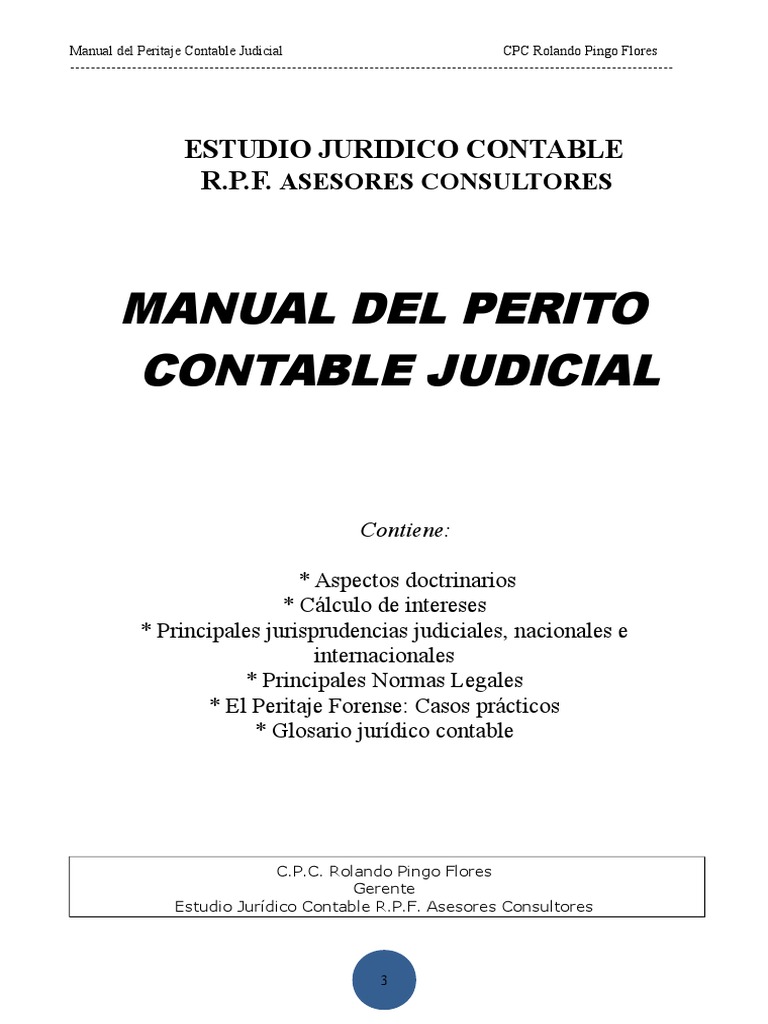 Nuevo Manual Del Perito Contable Pdf Testigo Experto Contador