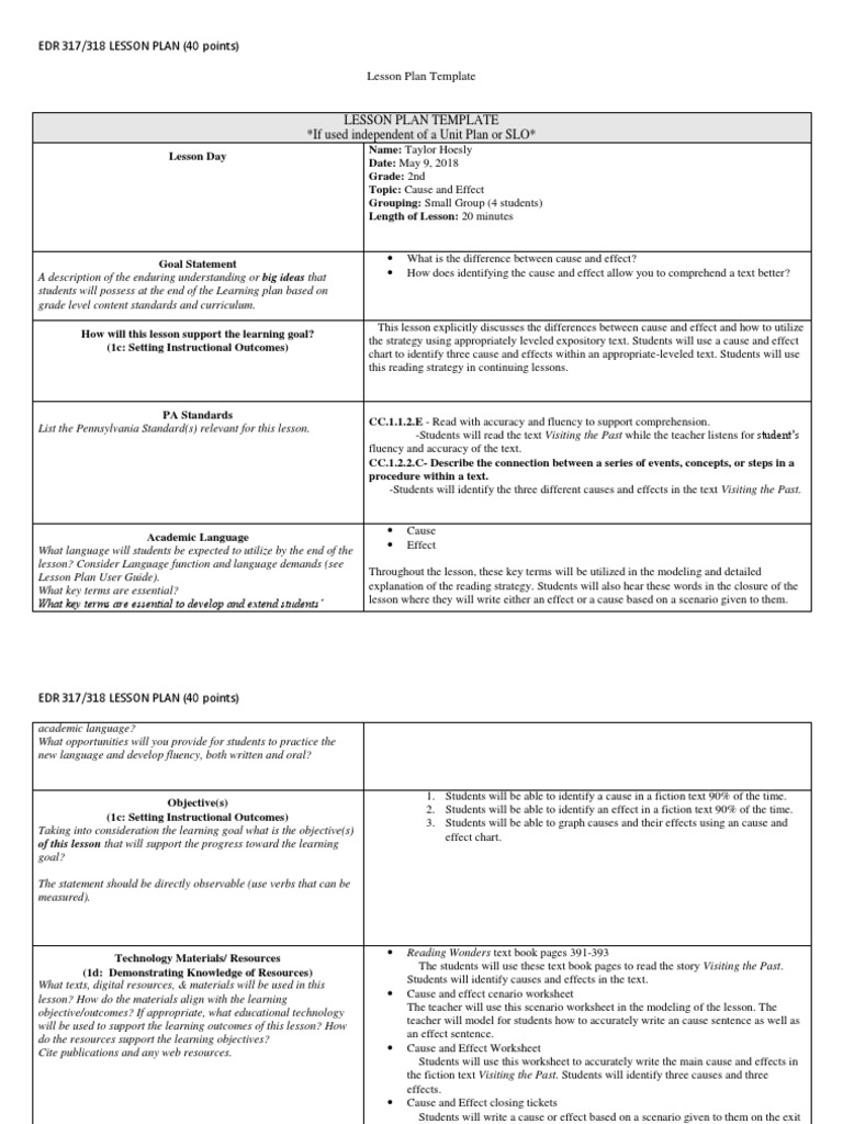 Cause and Effect Lesson | PDF | Individualized Education Program ...