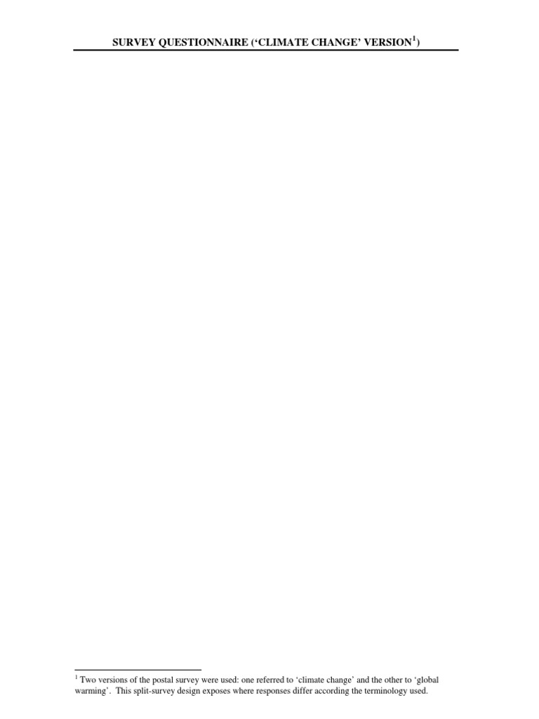 CLIMATE SURVEY QUESTIONNAIRE | PDF | Survey Methodology | Climate Change