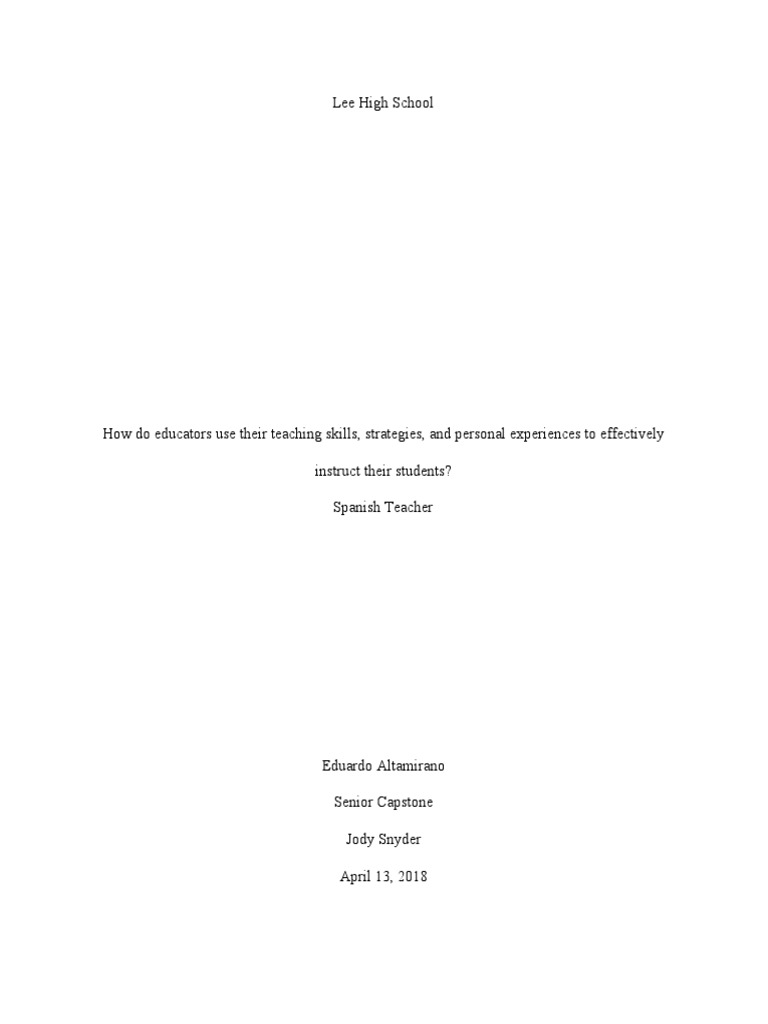 Final Draft Spanish Teacher - Altamirano | PDF | Teachers | Behavior ...