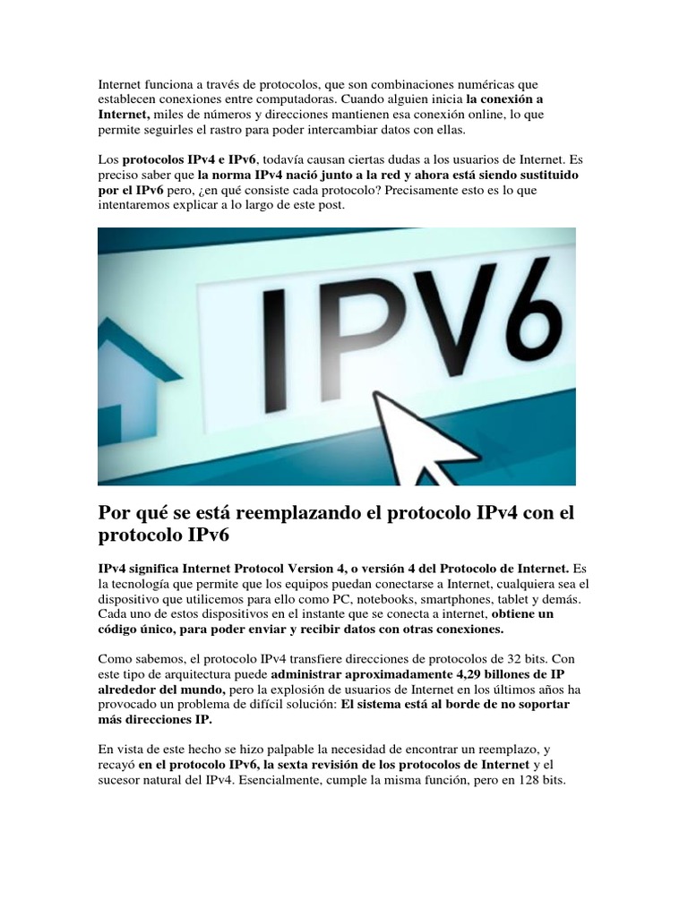 IPv6: El Futuro del Protocolo de Internet | PDF | Yo Pv6 | Protocolos de internet
