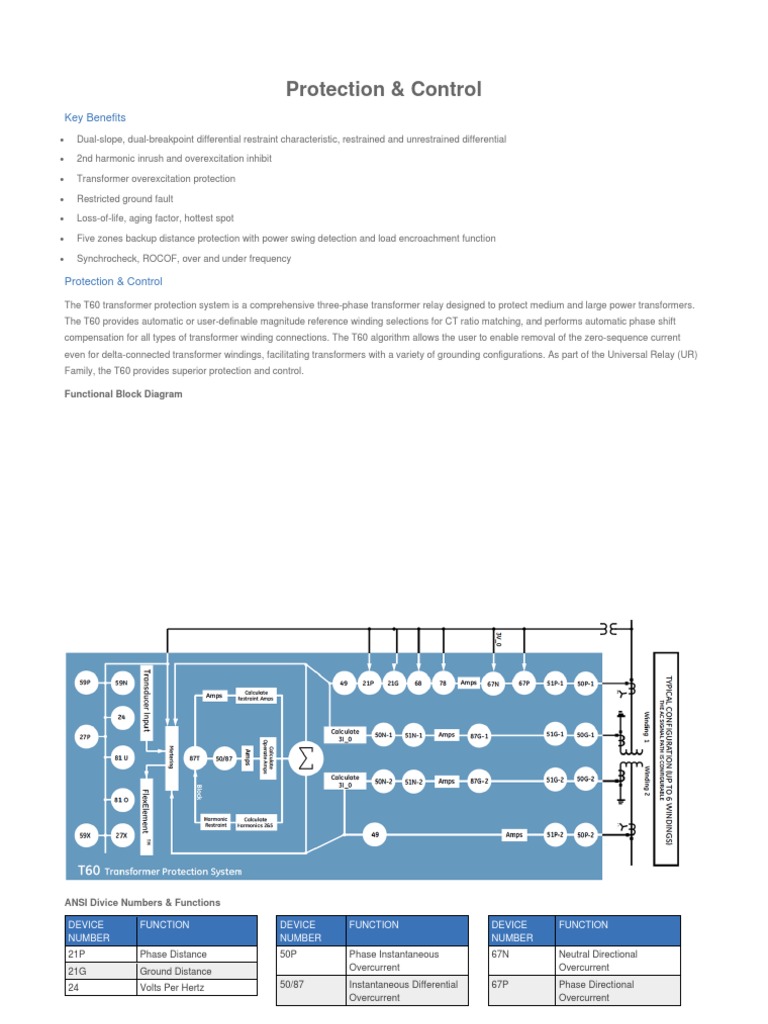 Protection & Control: Key Benefits | PDF | Transformer | Relay