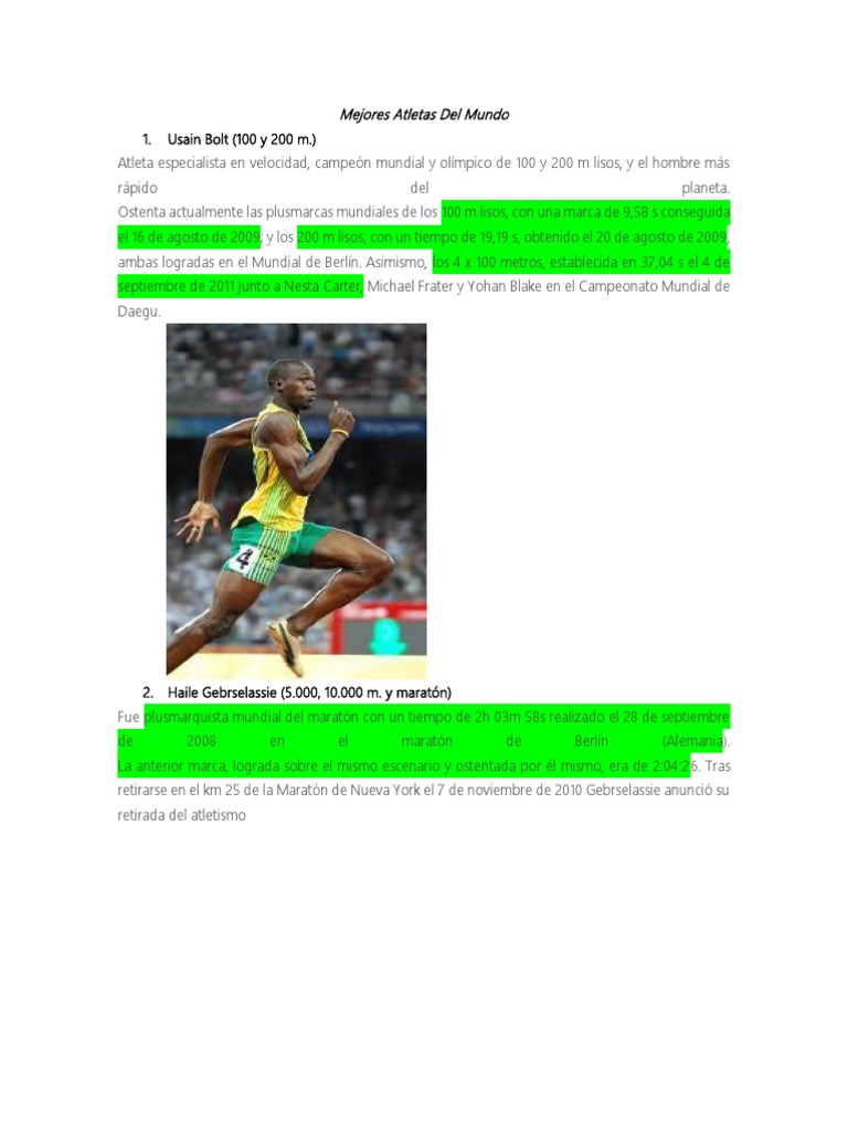 Mejores Atletas Del Mundo | PDF | Deporte del atletismo | Juegos ...