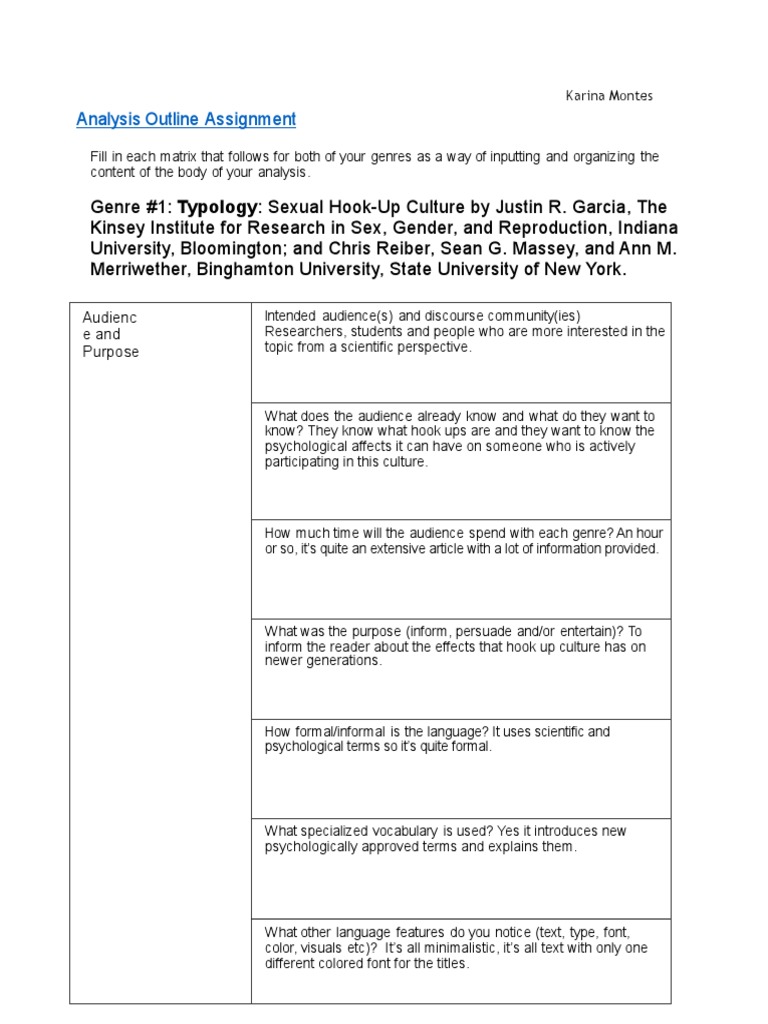 Genre Analysis Outline | PDF | Genre | Rhetoric