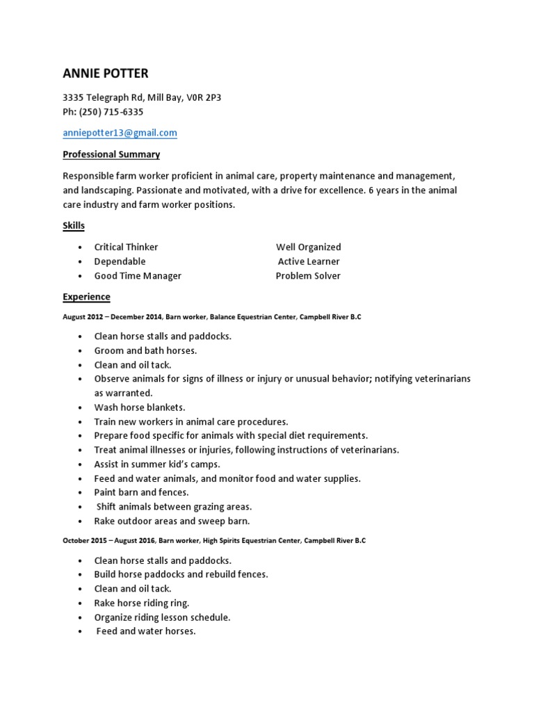Annie Potter - Resume | PDF