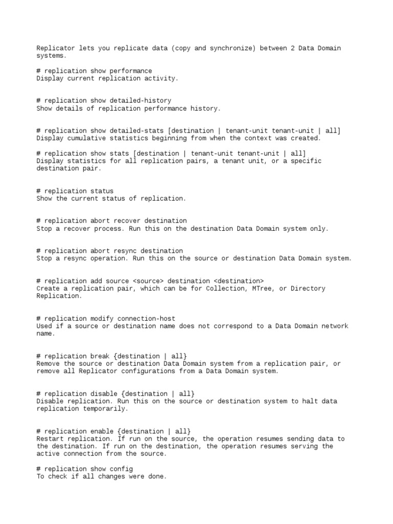 An Overview Of Replicator Commands For Configuring And Monitoring Replication Between Data