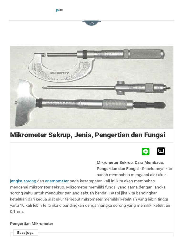 Mikrometer Sekrup, Jenis, Pengertian Dan Fungsi | PDF | Teknologi ...