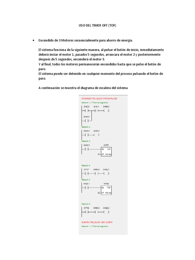 Uso Del Timer Off para PLC Allen Bradley | PDF