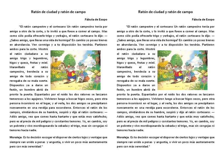 Ratón de Ciudad y Ratón de Campo | PDF | Ocio