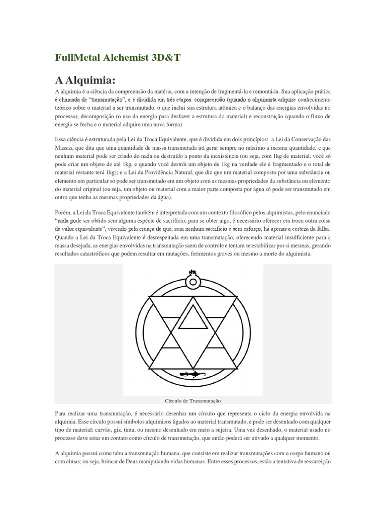FullMetal Alchemist RPG | PDF | Alchemy | Matter