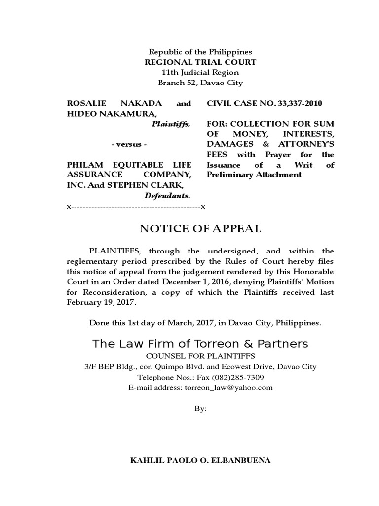 NOTICE of APPEAL | PDF | Judiciaries | Government Information