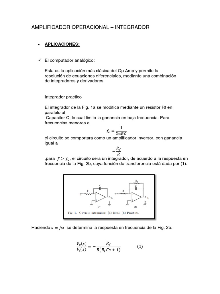AMPLIFICADOR OPERACIONAL-integrador | PDF | Ingeniería Electrónica ...