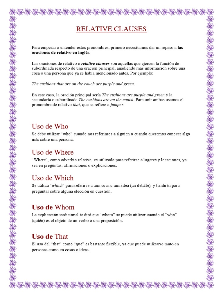 Relative Clauses: Uso de Whom | PDF