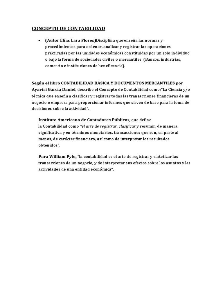 Concepto de Contabilidad | PDF | Contabilidad | Institución