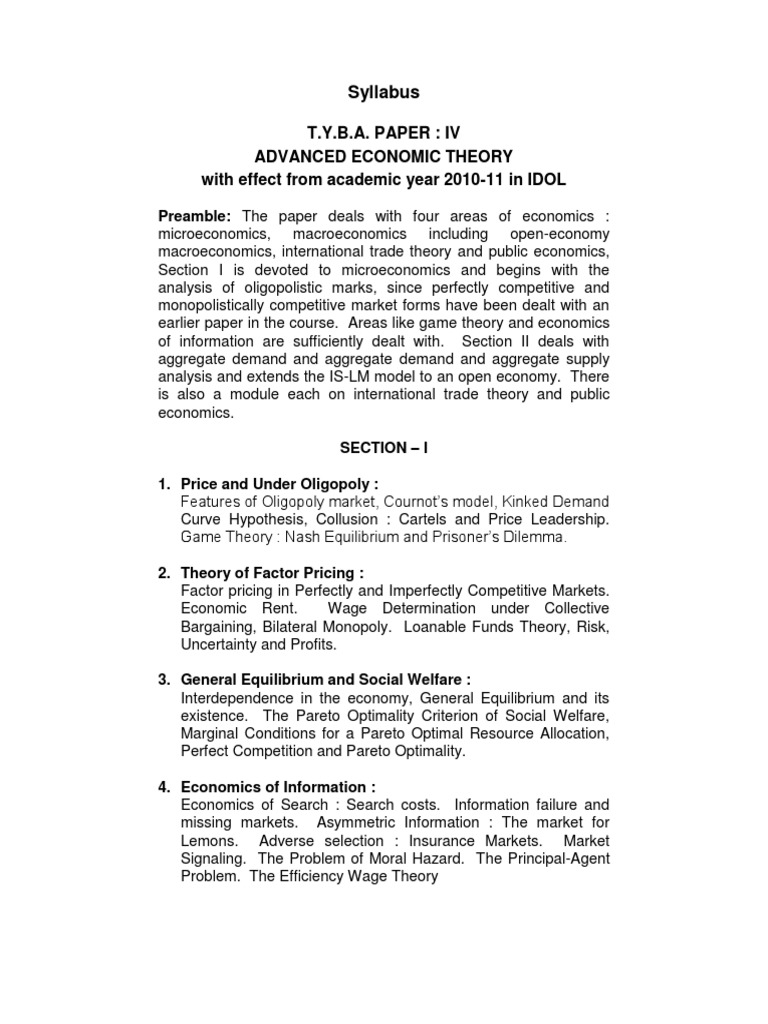 1 - Econ - Advanced Economic Theory (Eng) | PDF