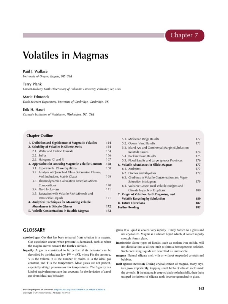 Chapter 7. Volatiles in Magmas | PDF | Magma | Igneous Rock