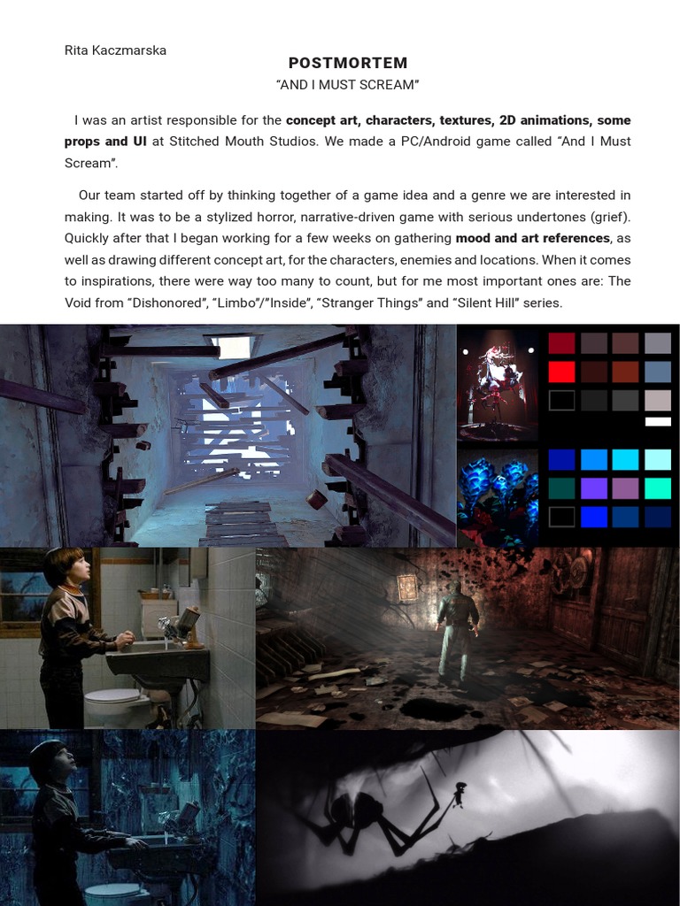 Game Development Postmortem: "And I Must Scream" | PDF | Leisure | Sports