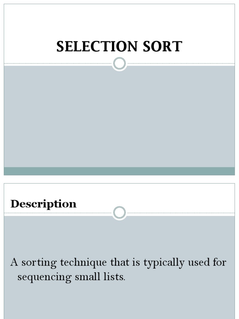 Selection Sort | PDF | Software Engineering | Computer Data Selection Sort | PDF | Software Engineering | Computer Data