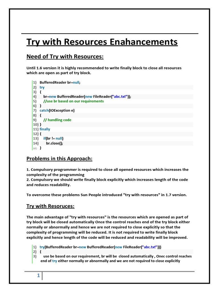 Java Try-With-Resources Guide | PDF | Variable (Computer Science ...