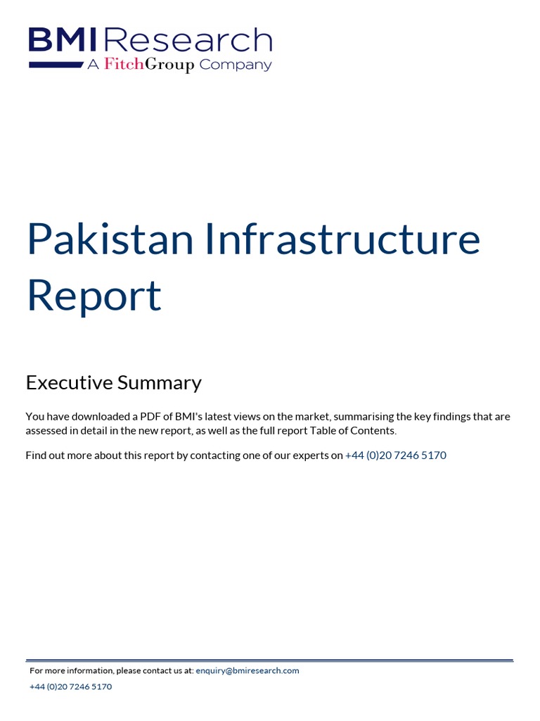 ExecutiveSummary Pakistan Infrastructure Report 581465 | PDF ...