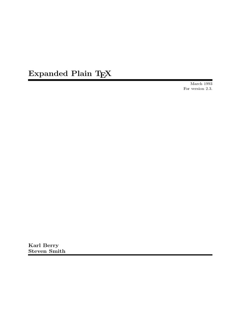 Expanded Plain TEX: Karl Berry Steven Smith | PDF | Te X | Parameter ...