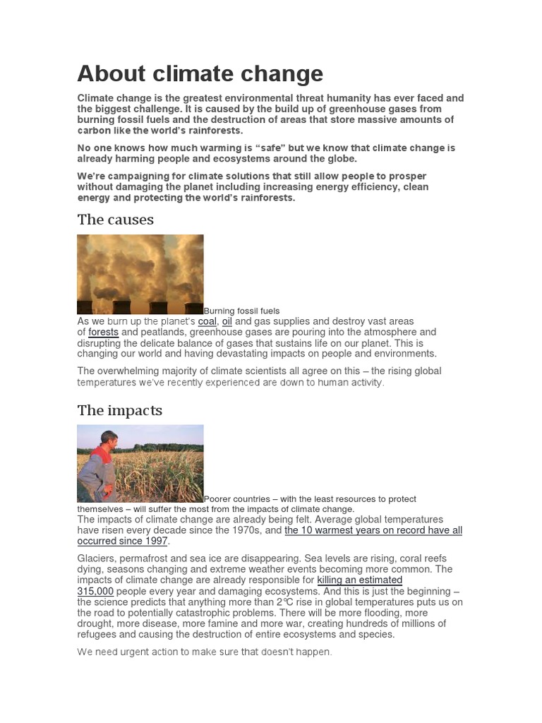 About Climate Change | PDF | Effects Of Global Warming | Climate Change