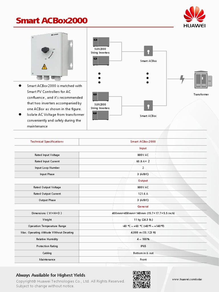 HUAWEI Smart ACBox2000 Datasheet 01 - (20170201) PDF | PDF | Power ...