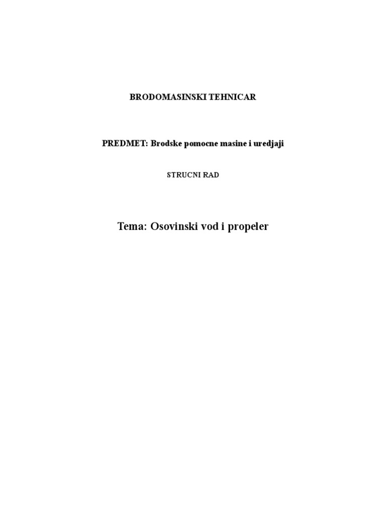 Osovinski Vod Propeler Strucni Rad BBBB | PDF