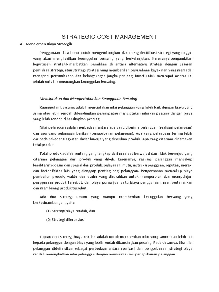 Strategic Cost Management | PDF