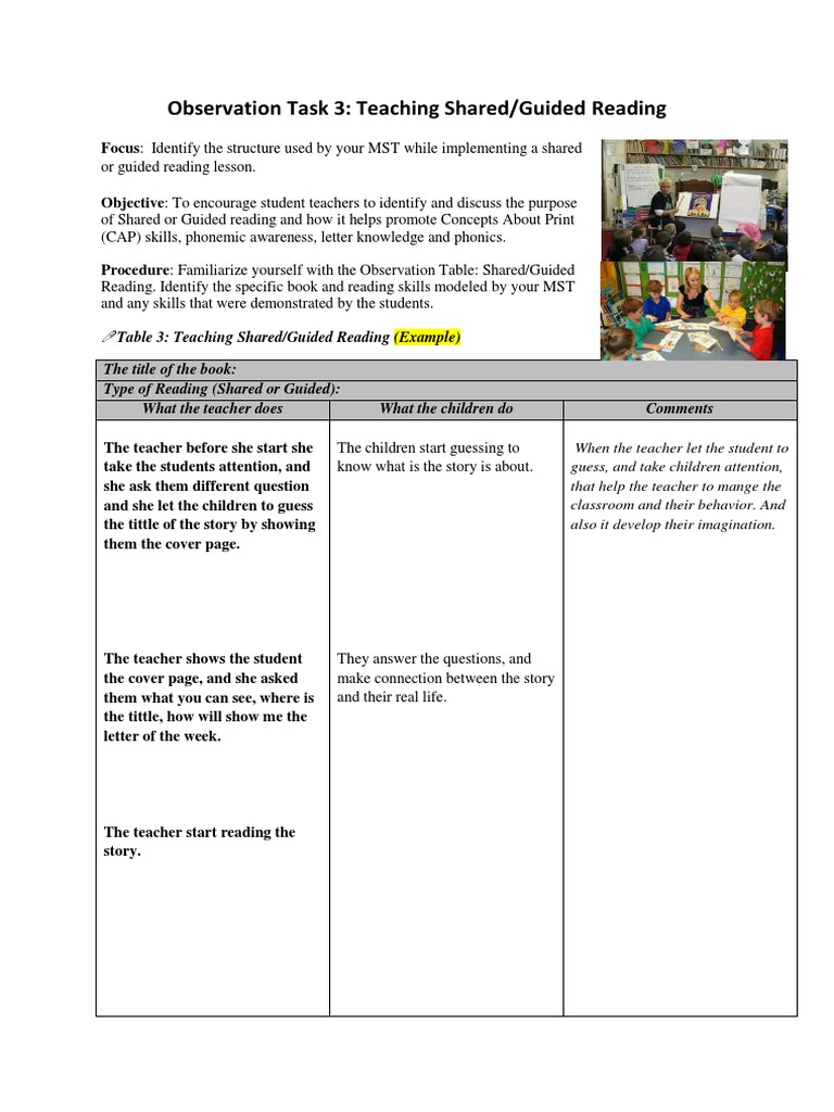 Observation Task 3 | Download Free PDF | Reading (Process) | Phonics