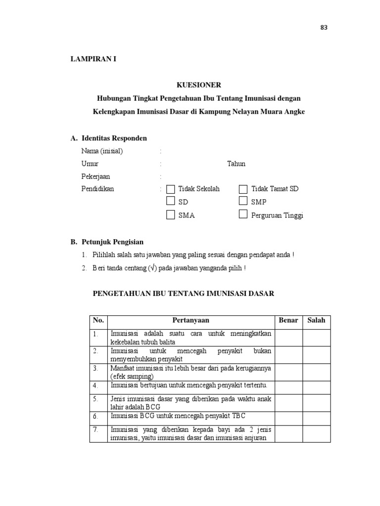 Contoh Kuesioner | PDF