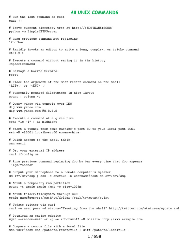 Complete Unix Commands | PDF | Computer File | Command Line Interface