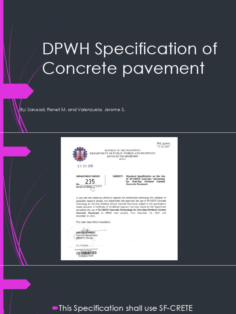 DPWH Specification of Concret Pavement | PDF
