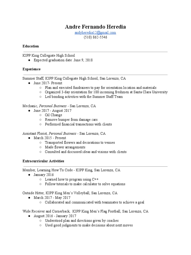 Andre Heredia Resume September 2017 | PDF