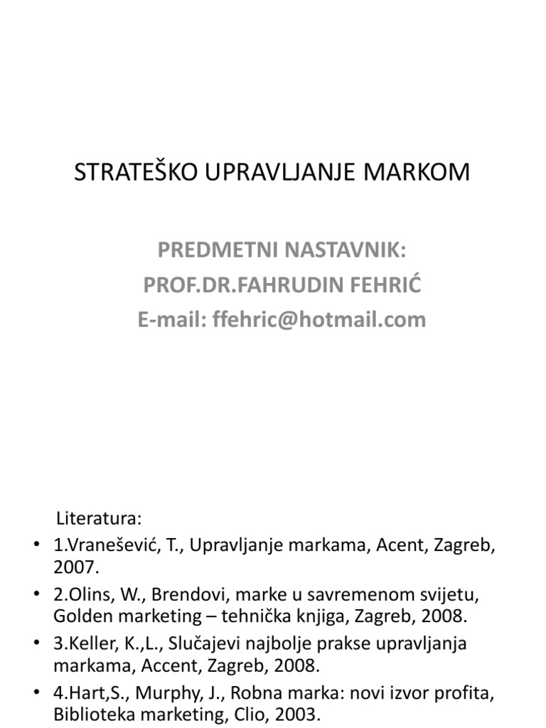 Strateško Upravljanje Markom | PDF