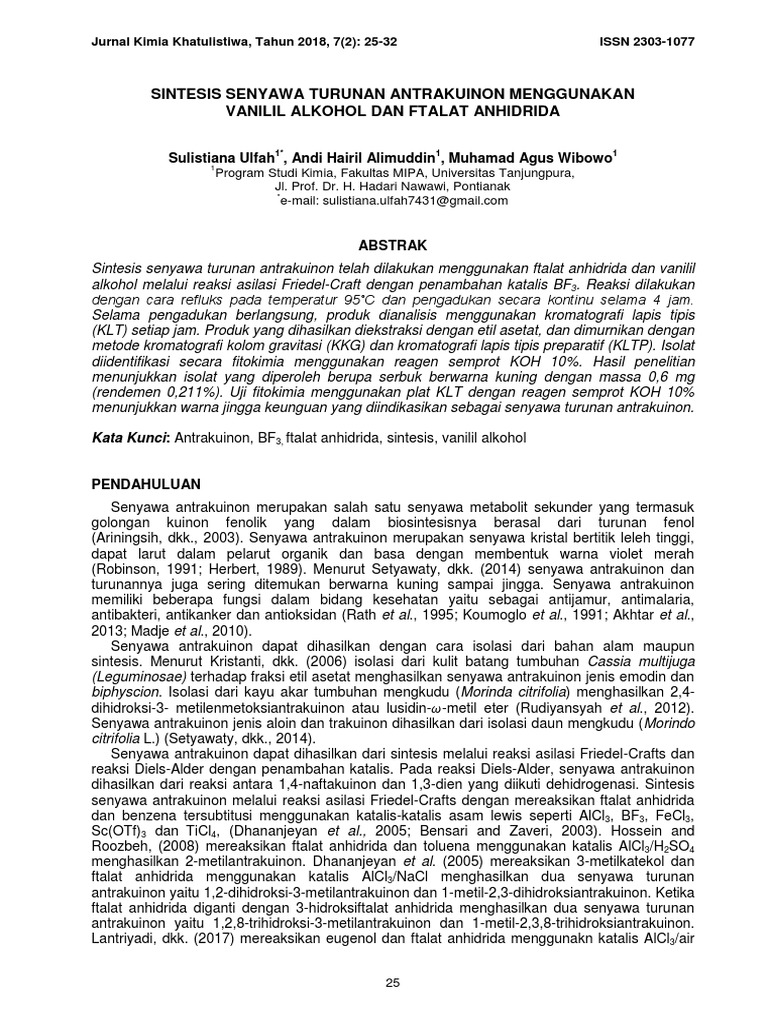 Sintesis Senyawa Turunan Antrakuinon | PDF | Sains & Matematika