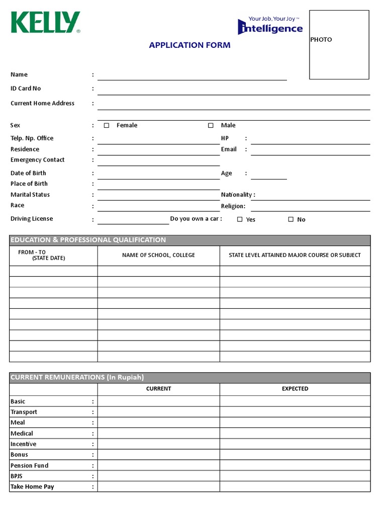 Kelly Intelligence Application Form - 2017-1 | PDF | Employment | Knowledge