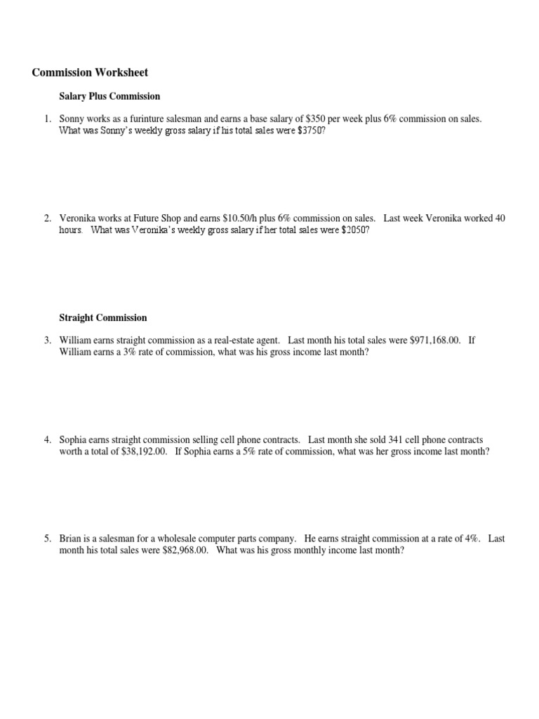 Commission Worksheet | PDF