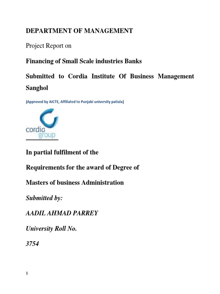 Project On SSI J&K Bank - 3 | PDF | Economic Development | Banks