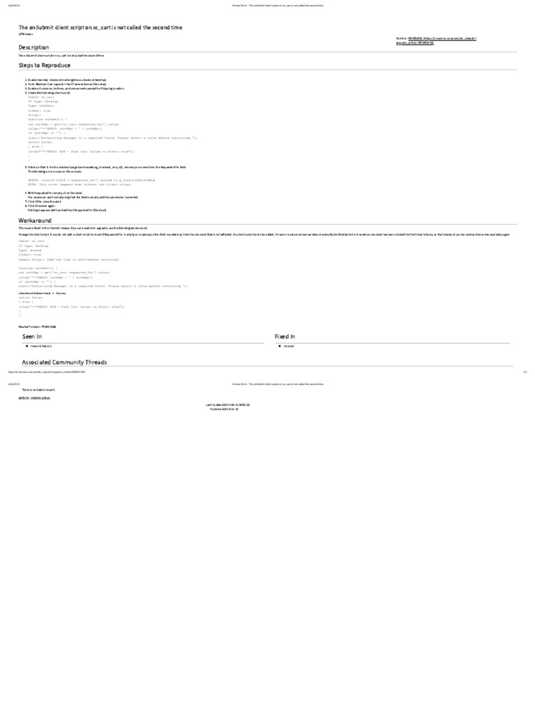 Known Error - The OnSubmit Client Script On SC - Cart Is Not Called The ...