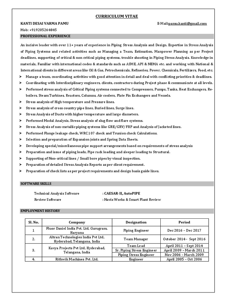 Resume Varma | PDF | Boiler | Steam