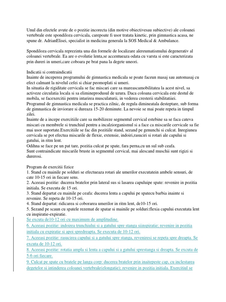 Exercitii Coloana | PDF