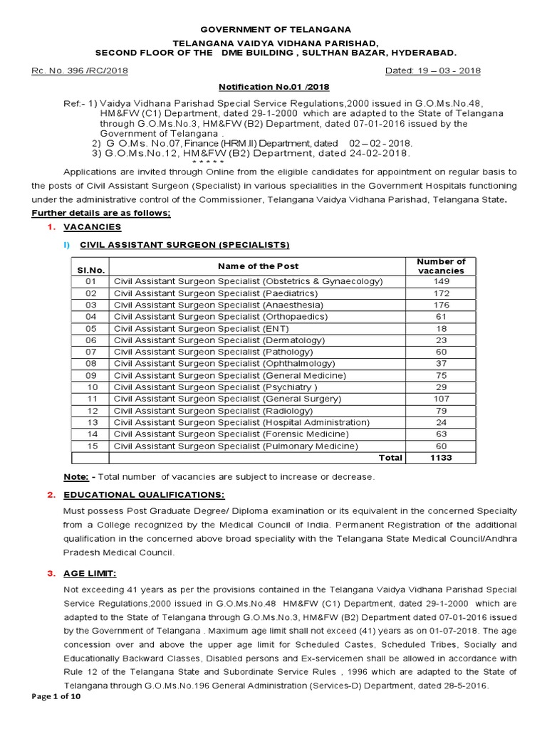 TVVP-CAS SPL Notification | PDF | Specialty (Medicine) | Diploma