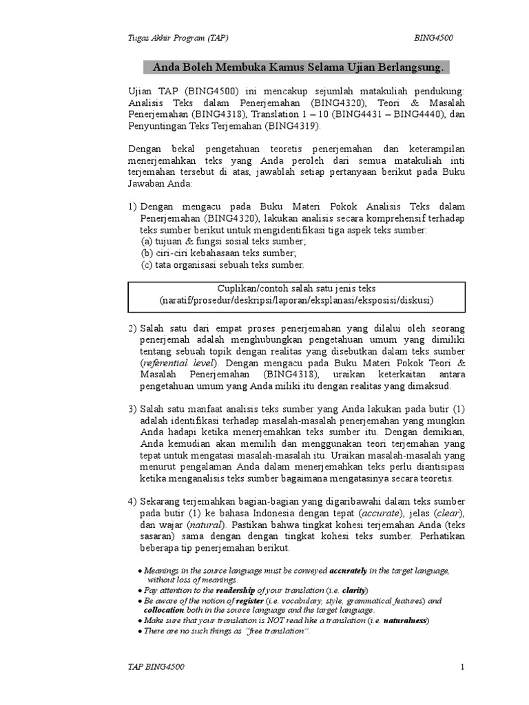 Format Ujian Tap Bing4500 | PDF