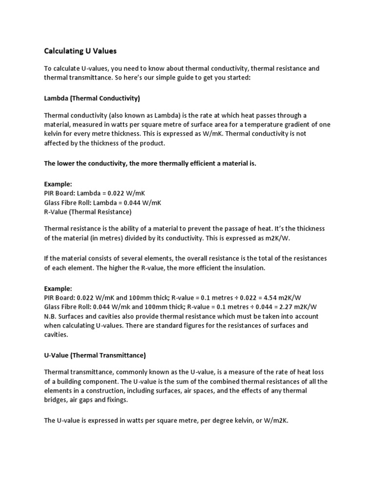 How to Calculate U-Values Efficiently | PDF | Thermal Conductivity ...