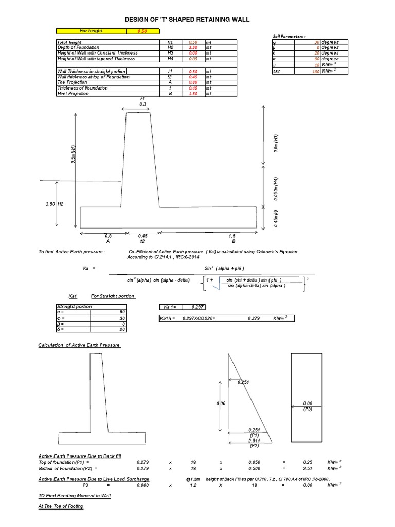Retaining Wall Design | PDF