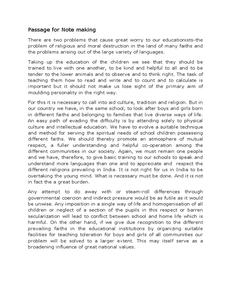 Note Making Passage | PDF